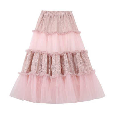 粉色蕾丝拼接少女感半身裙洛丽塔