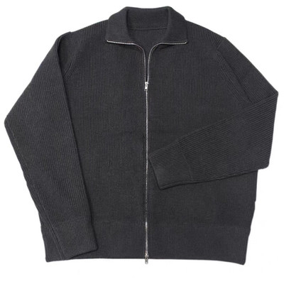 四角缝线标高领设计双拉链羊毛保暖开衫毛衣外套男女情侣针织衫潮