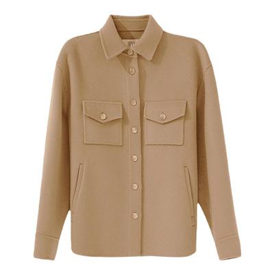 【商场同款】HPLY荷比俪冬季新款女宽松衬衫式双面呢大衣外套