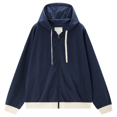 佐丹奴运动纯棉撞色外套宽松