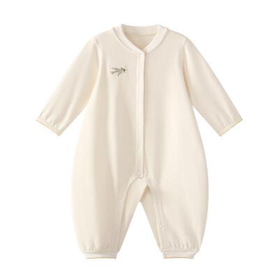 Babycare刺绣长袖中开爬服