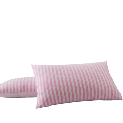 A类纯棉针织棉枕头套单只日式简约全棉天竺棉条纹枕套一对48x74CM