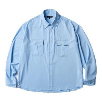 双口袋莫代尔面料长袖衬衫