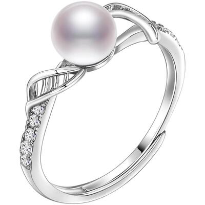 黛米S925银可调节淡水珍珠戒指