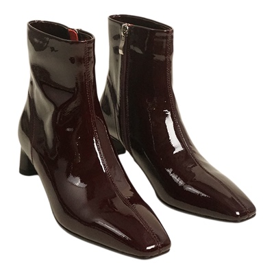 真皮切尔西靴通勤百搭中跟短靴女