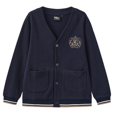 nbakids童装男女童学院风开衫外套V领宽松休闲上衣K231TJ320P