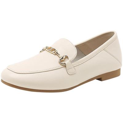 大东时尚圆头金属扣内增高小皮鞋