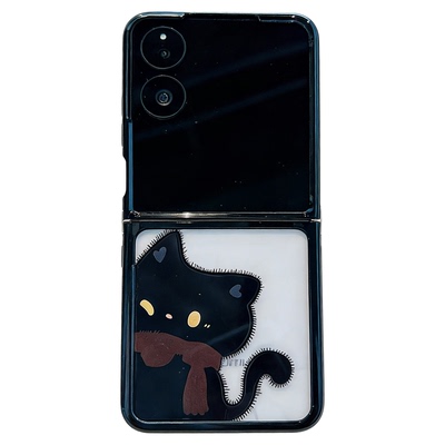 ins风小清新可爱黑猫适用小米mixflip手机壳新款高级感小众网红折叠屏手机壳magicvflip硅胶外壳防摔保护套女