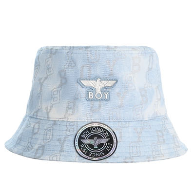 BOYLONDON春夏男女同款牛仔老花洋气渔夫帽N9001406