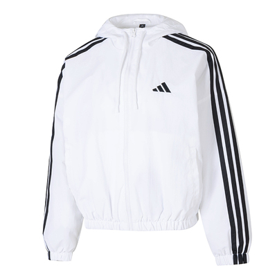 正品阿迪达斯2025秋女梭织夹克易用系运动休闲连帽夹克外套JZ2161