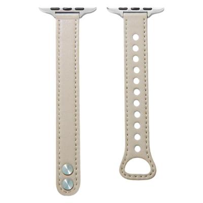 适用iwatch真皮简约金属扣细表带