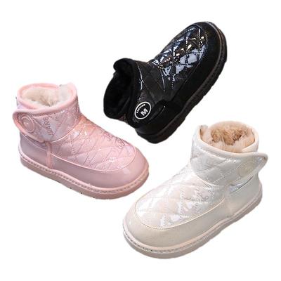 女童2025防水棉鞋加绒防滑男童靴冬季新款加厚冬天儿童雪地靴宝宝