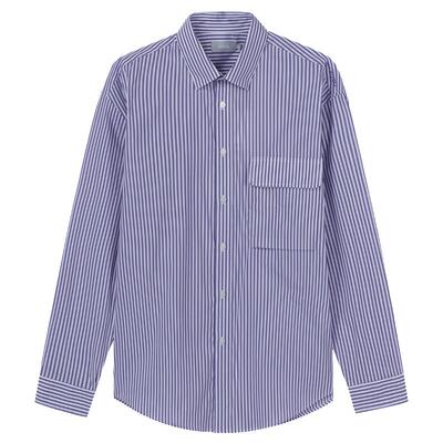 ZIOZIA春季时尚休闲男装条纹上衣微阔型外套衬衫方领ZWC21263