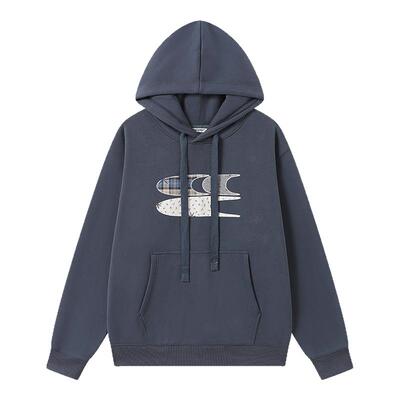 CryingCenter 加绒格纹碎花拼布logo连帽卫衣 中性款 哭喊中心