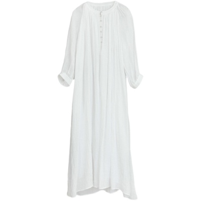 文艺苎麻新款纯色文艺连衣裙