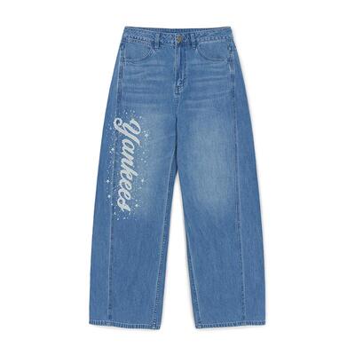 MLB官方 女款韩系宽松百搭复古印花弯刀牛仔裤26春季新款DPB31