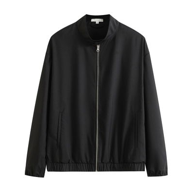 PLUS CRASH老钱风秋季简约立领长袖拉链夹克春季外套上衣宽松