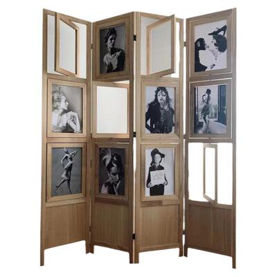 北欧隔断中式屏风实木相框折叠