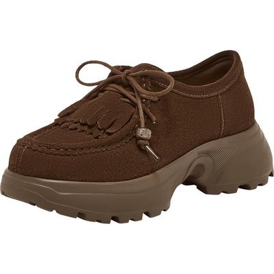 【奥利奥慕斯】百思图25秋商场新款绒面流苏勃肯鞋女单鞋D3503CM5