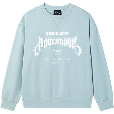 BOYLONDON秋季男女同款长袖上衣绣花时尚潮流圆领套头卫衣N03078