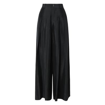 IDPAN高腰极简阔腿裤夏季新款通勤高级感百搭黑色垂感长裤女