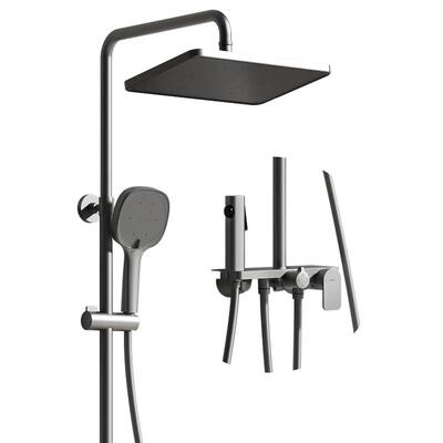 恒洁枪灰色淋浴花洒套装浴室卫生间家用全铜淋雨沐浴器增压喷头