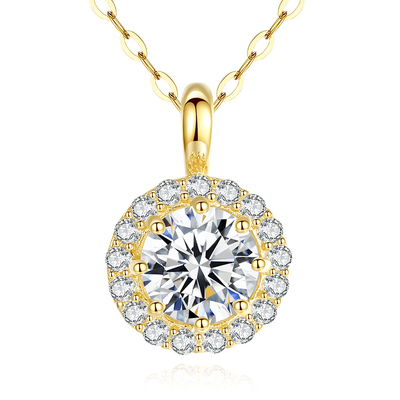 韩国流行14K黄金项链 超美锆石太阳吊坠锁骨链生日礼物送女友