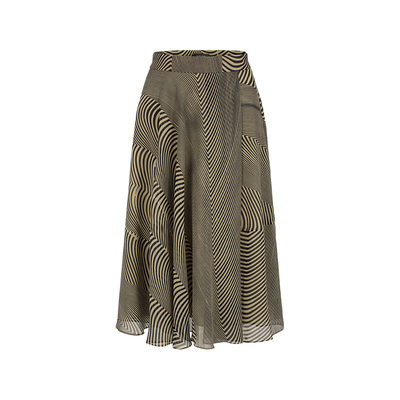 MARYLING黑杏波纹印花半裙