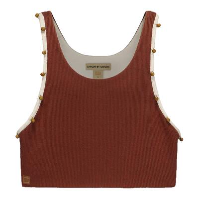 【明星同款】GARCON BY GARCON 25春夏棉质混纺木纹珠饰针织背心