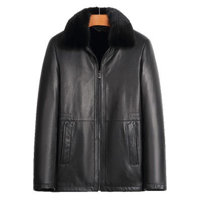 加厚可拆卸水貂内胆中老年真皮皮衣外套头层山羊皮夹克海宁皮草冬