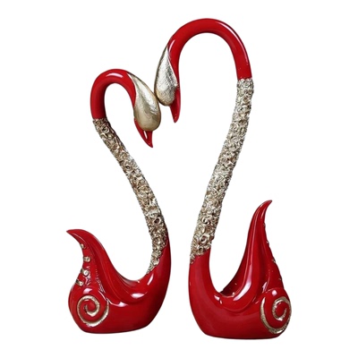 北欧轻奢情侣天鹅酒柜摆件