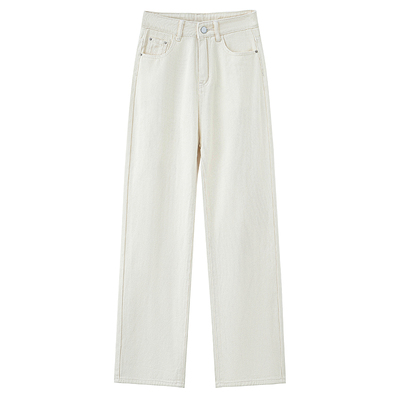 白色直筒裤高腰显瘦牛仔裤拖地裤