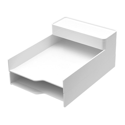 KACO LEMO乐迈A4托盘+收纳盒套装 白色简约桌面商务办公文具 多功能笔盒自由叠加大容量杂物文件盒