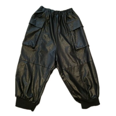 pu皮裤女时尚新款宽松哈伦亚光潮