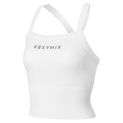 罗纹前胸印LOGO吊带背心运动BRA