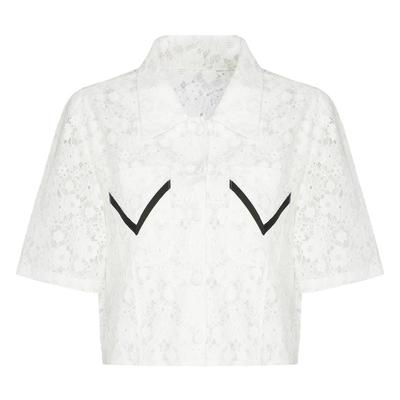 HPLY荷比俪夏季新款女蕾丝花边尖头衣领浪漫衬衫HMD24630203