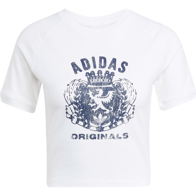 Adidas/阿迪达斯正品三叶草女士圆领修身经典潮流印花短袖JZ0851