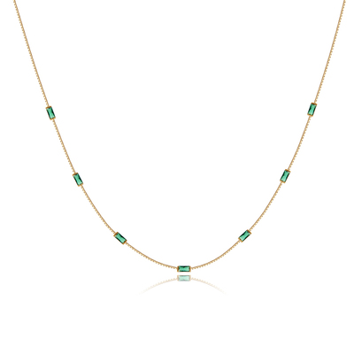 纯银项链祖母绿锁骨链高级感