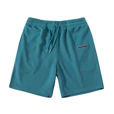 华夫格简约纯色情侣休闲短裤港风