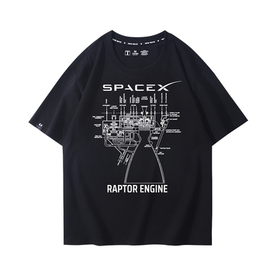 马斯克SPACEX星舰发射短袖T恤男