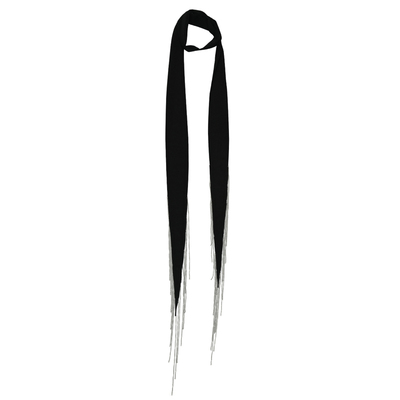 黑色链条流苏装饰丝巾