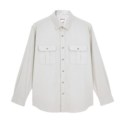 复古工装口袋纯棉灯芯绒长袖衬衫