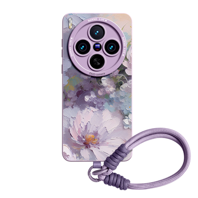 油画风绚烂花朵手绳硅胶壳