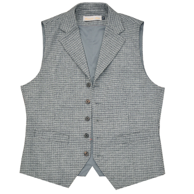 HBM新款千鸟格100羊毛背心意式复古老钱风谢尔比巴黎扣西装马甲男