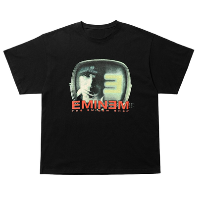 Eminem说唱歌手高街美式复古hiphop宽松慵懒风Rapcore纯棉短袖T恤