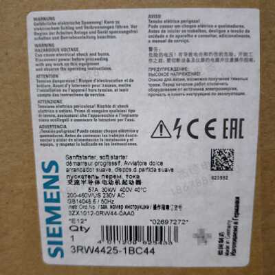 议价原装3RW44251BC44西门子软启动器55KW/99A 3RW4425-1BC44现货