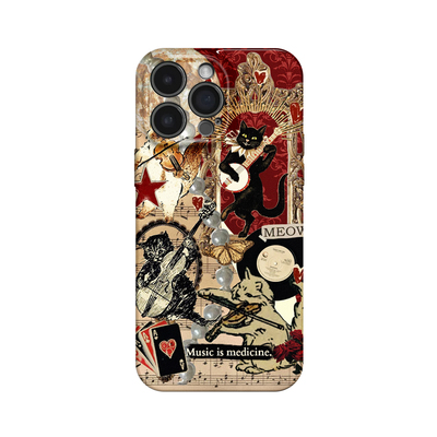 古典乐团~复古小猫油画拼贴ins适用iPhone16promax手机壳nova13华为pura70小米15vivox100软oppofindx8苹果14