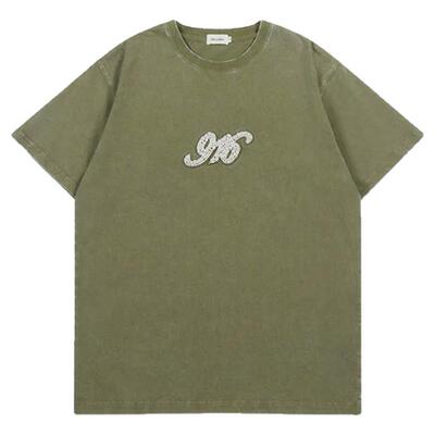 短袖休闲珍珠绣花纯棉