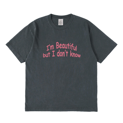 我很漂亮但我不知道短袖t恤夏季设计感小众情侣男女宽松圆领上衣
