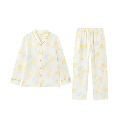 全棉时代女士睡衣褶皱纱纯棉柔软A类全棉睡衣居家服家居纯棉睡衣